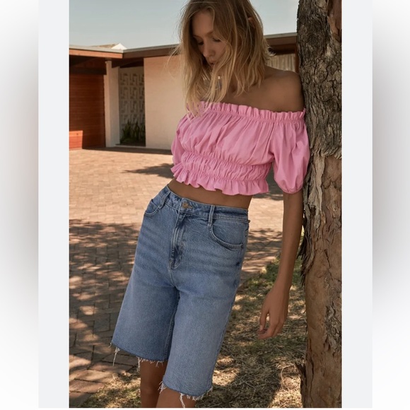 Zara | Tops | Zara Pink Crop Top | Poshmark